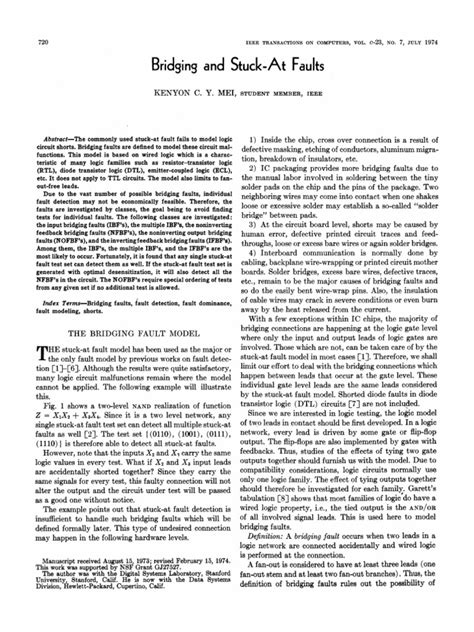 Bridging And Stuck At Faults Pdf Logic Gate Feedback