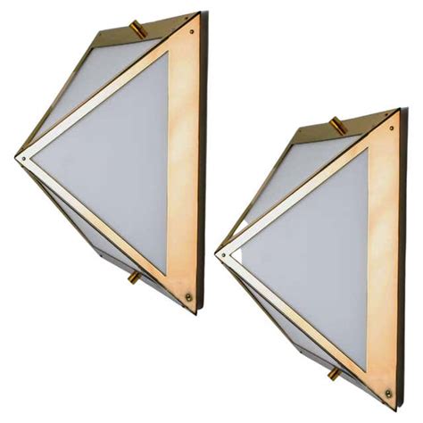 1 Of The 5 Pyramid Shaped Massive Brass Wall Lamps 1970s For Sale At