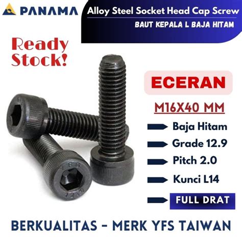 Jual Baut L Baja M16x40 Baut L Hitam M16 X 40 Mm Full Drat Yfs Taiwan