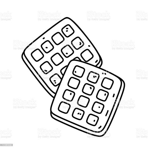 흰색 배경에 고립 된 아침 식사를위한 와플 신선한 패스트리 낙서 스타일의 벡터 손으로 그린 일러스트레이션 조리법 장식 로고 메뉴 다양한 디자인에 적합합니다 와플에 대한 스톡