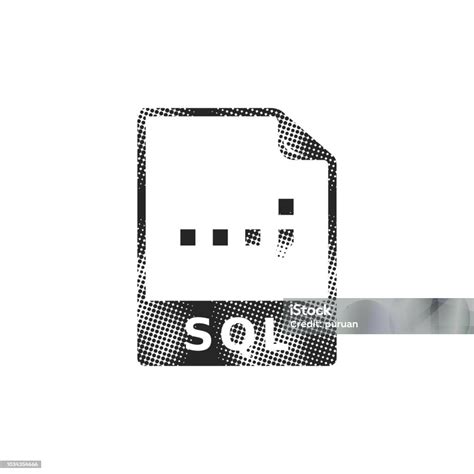 Halftone Icon Sql File Format Stock Illustration Download Image Now Backup Black Color