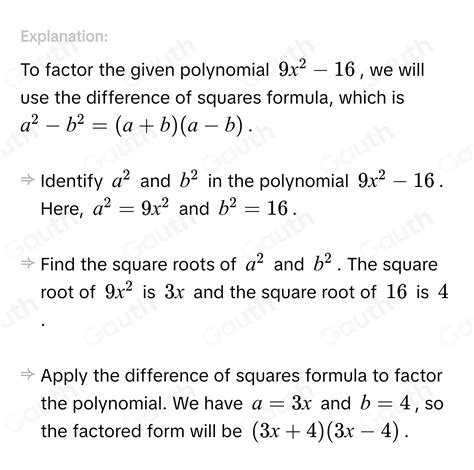 Solved Ing The X Method To Factor Consider The Polynomial 9x2 16