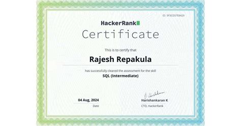 Hackerrank Skill Certificate Rajesh Repakula