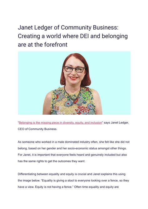 ppt janet ledger of community business creating a world where dei