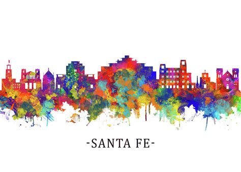 Santa Fe New Mexico Skyline Mixed Media By Nextway Art Fine Art America
