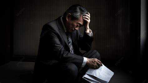 정장을 입은 남자가 봉투를 들고 고개를 숙이고 앉아 있다 파산 절망 해고 이미지 고화질 사진 사진 양복 바지 배경 일러스트 및 사진 무료 다운로드 Pngtree