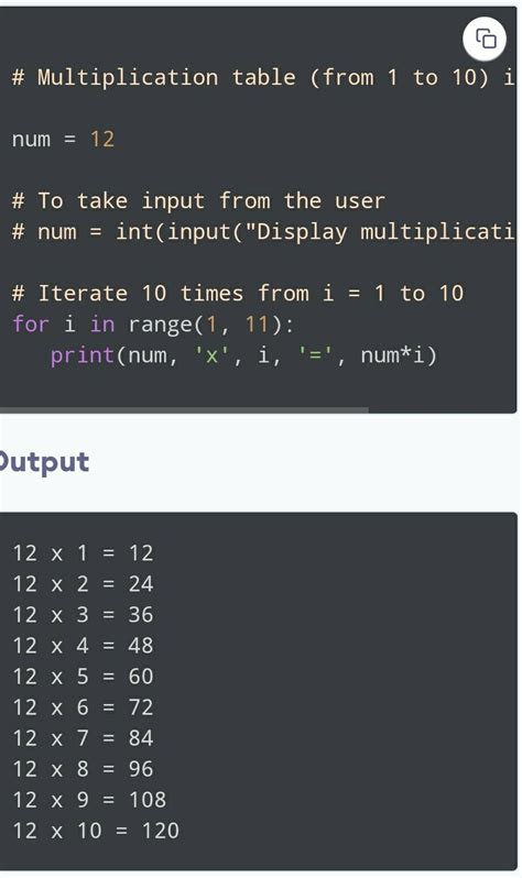 Purpose Of Multiplication Table In Python