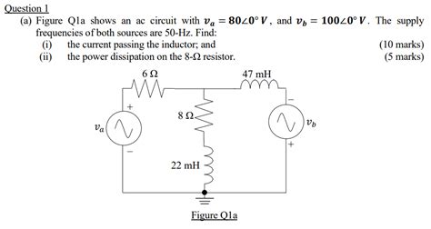solved a figure q1a shows an ac circuit with