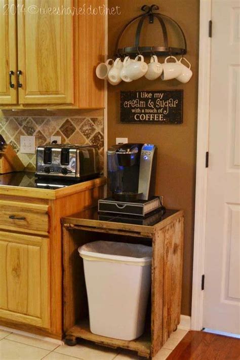 Coffee Bar Table With Trash Can At Cooper Parker Blog