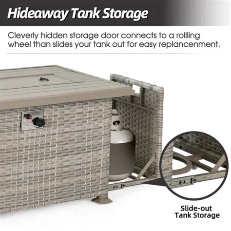 Outdoor Wicker Gas Fire Table Patio Propane Gas Fire Pit W Aluminum T