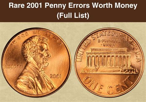 Rare 2001 Penny Errors Worth Money Full List Coinvaluechecker