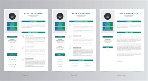 Современное резюме или резюме и шаблон сопроводительного письма Премиум векторы