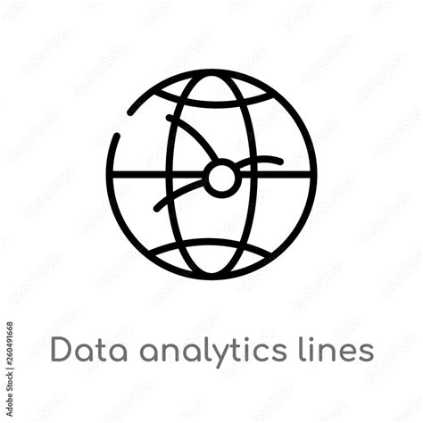 Outline Data Analytics Lines On Spherical Grid Vector Icon Isolated Black Simple Line Element