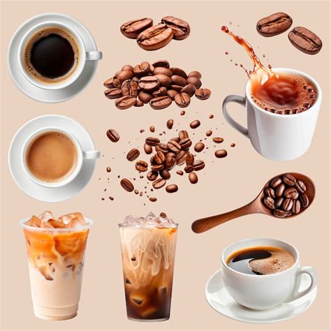 Variety Of Coffee Drinks Premium Ai Generated Psd