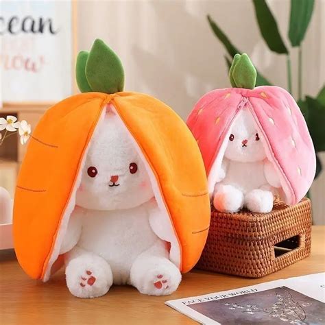 Peluche lapin fraise et lapin carotte Boutique inspirée de la