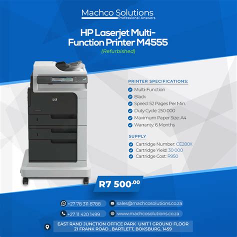 Hp Laserjet M4555 Mfp Printer Refurbished Machco Solutions