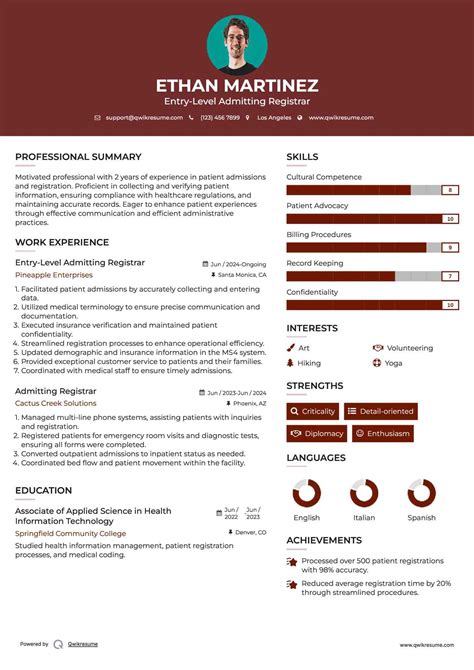 10 Admitting Registrar Resume Samples And Templates For 2026