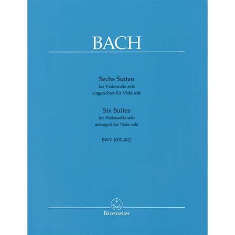 Six Cello Suites For Viola Bwv 1007 1012 Urtext Johann Sebastian