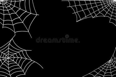 Spider Web Set Isolated On Dark Background Creepy Halloween Web Stock
