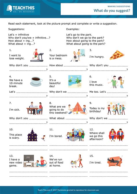 What Do You Suggest Make Suggestions Writing Esl Suggestions Worksheet