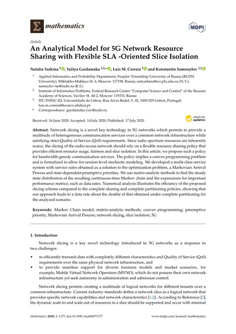 Pdf An Analytical Model For 5g Network Resource Sharing With Flexible Sla Oriented Slice