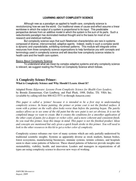 Beginner Complexity Science Module Pdf Science System