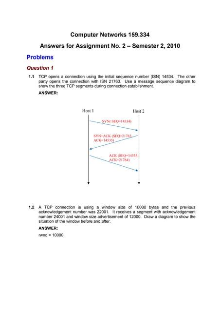 Answers Computer Networks 159334 Assignment22010 Pdf