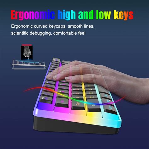 Snpurdiri 60 Wired Gaming Keyboard Pudding Keycaps With Translucent