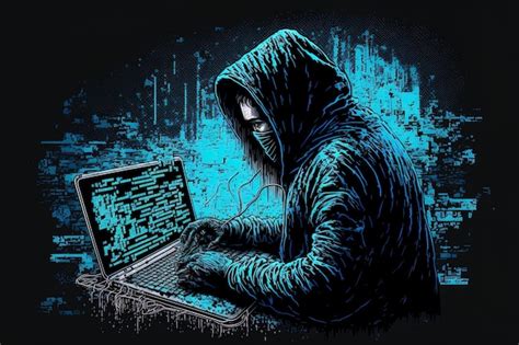 premium ai image a hacker enters a code on a laptop keyboard to