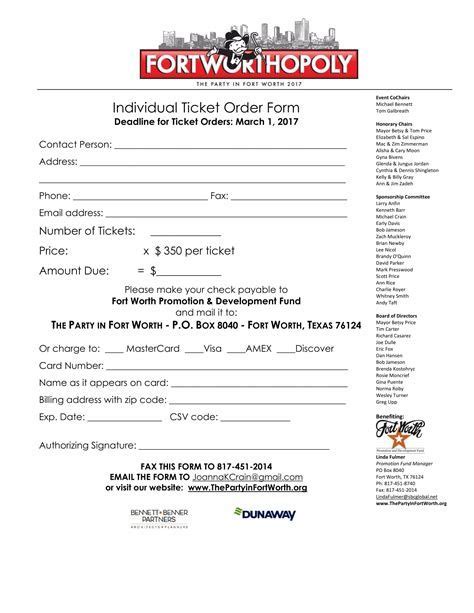 Ticket Order Form Template At Templatecom