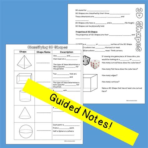 Classifying And Identifying Key Features Of 3d Shapes Notes Practice