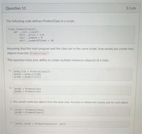 Solved Question 11 The Following Code Defines Productclass