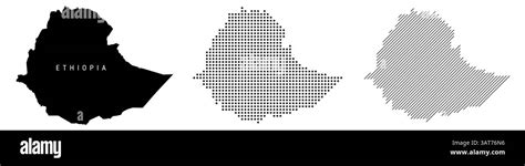 Ethiopia Detailed Silhouette Map Dotted Pattern And Slanted Parallel Lines Pattern Ethiopian