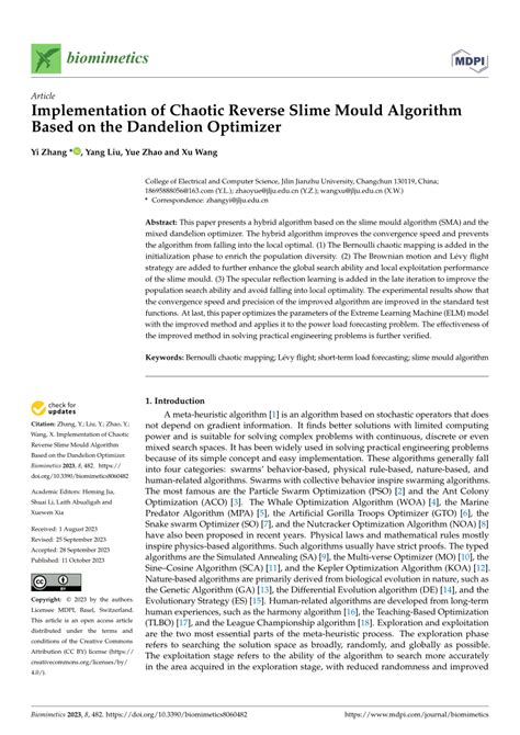 pdf implementation of chaotic reverse slime mould algorithm based on