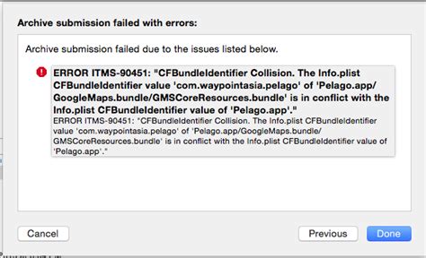 xcode error itms 90451 cfbundleidentifier collision error stack