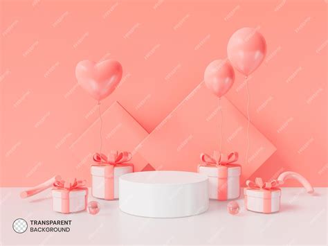 선물 상자와 추상 축 하 연단 플랫폼 장면 3d 렌더링 무료 Psd 파일