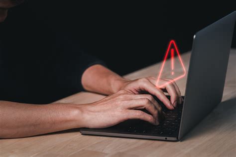 Warning Hacked Alert Or It Staff Programmer Developer Using Computer