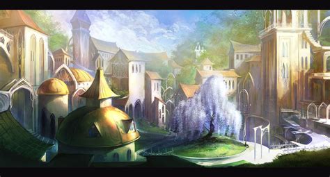 Elven Town Elven City Fantasy Art Landscapes Fantasy City