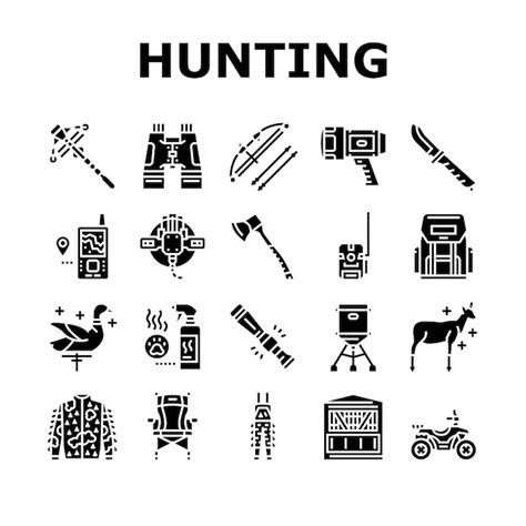 Boutique De Chasse Vendant Des Icônes De Collection Set Vector