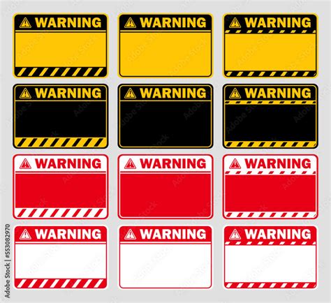 Warning Caution Set Sign Text Space Area Message Box Sticker Label