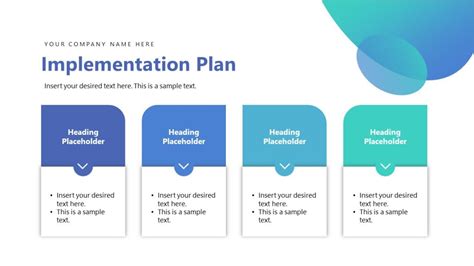 Implementation Plan Ppt Slide With Four Shapes Slidemodel