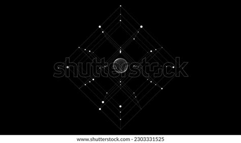 Abstract Black Sci Fi Cube Particle Line Stock Vector Royalty Free