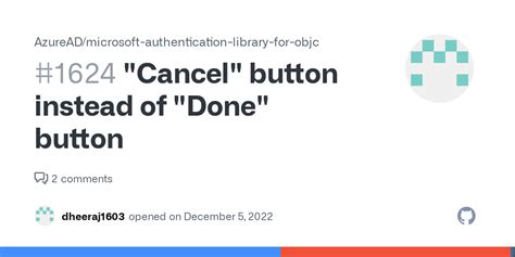 Cancel Button Instead Of Done Button · Issue 1624 · Azuread