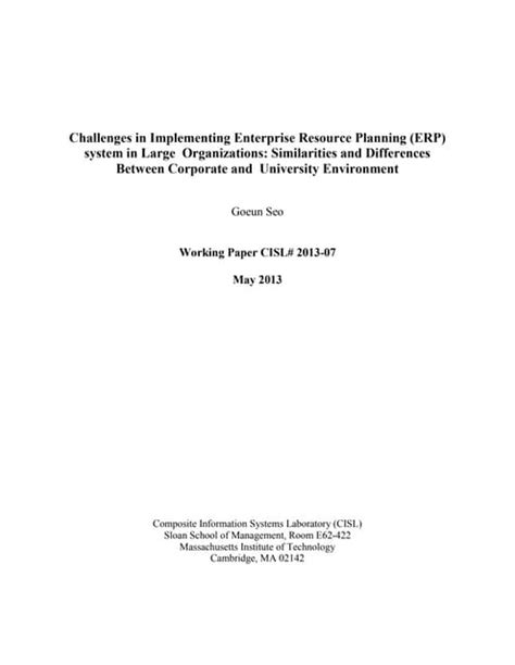challenges in implementing erp pdf