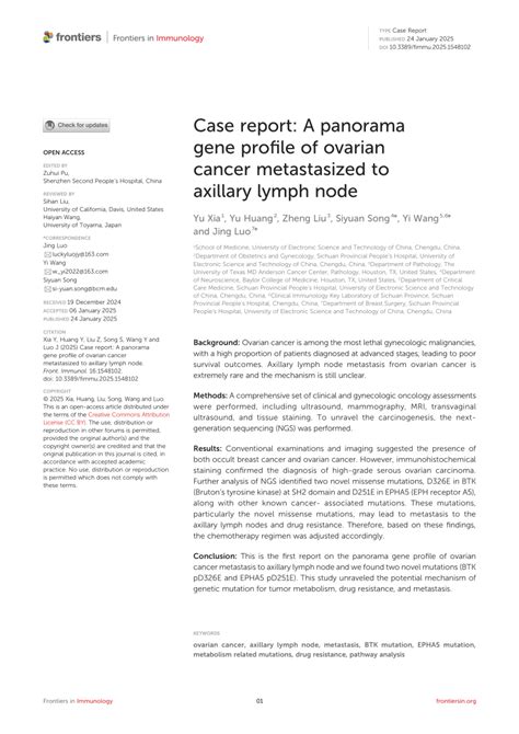 Pdf Case Report A Panorama Gene Profile Of Ovarian Cancer