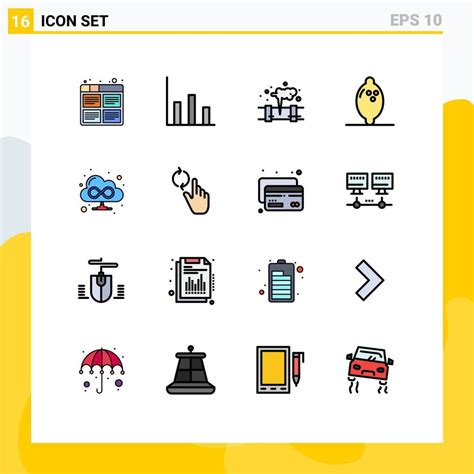16 User Interface Flat Color Filled Line Pack Of Modern Signs And