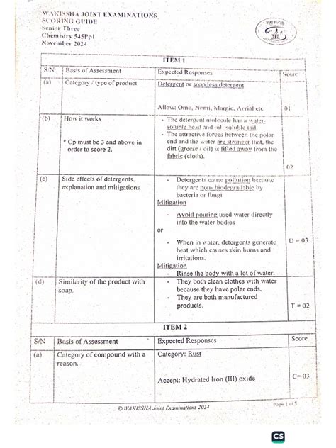s3 chemistry marking guide pdf