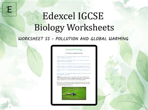 Edexcel Igcse Biology Worksheet 55 Pollution And Global Warming Teaching Resources