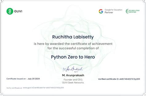 ruchitha labisetty on linkedin python programming guvi