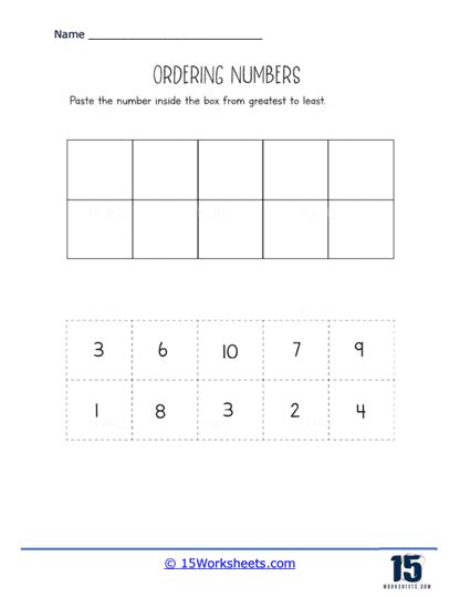 Ordering Numbers From Largest To Smallest Worksheets 3rd Grade Math